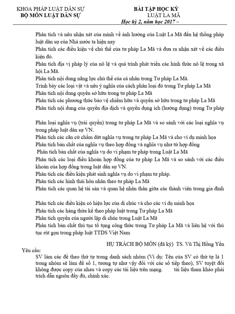 BT Hoc Ky Luật LM - HK 2 (2017-2018) | PDF