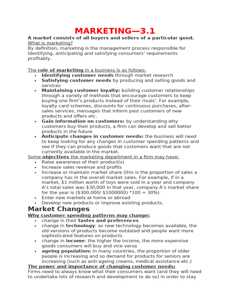 CLASS 9 MARKETING NOTES | PDF | Marketing Research | Marketing