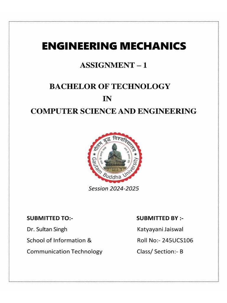 Mechanics Assignment 1 | PDF