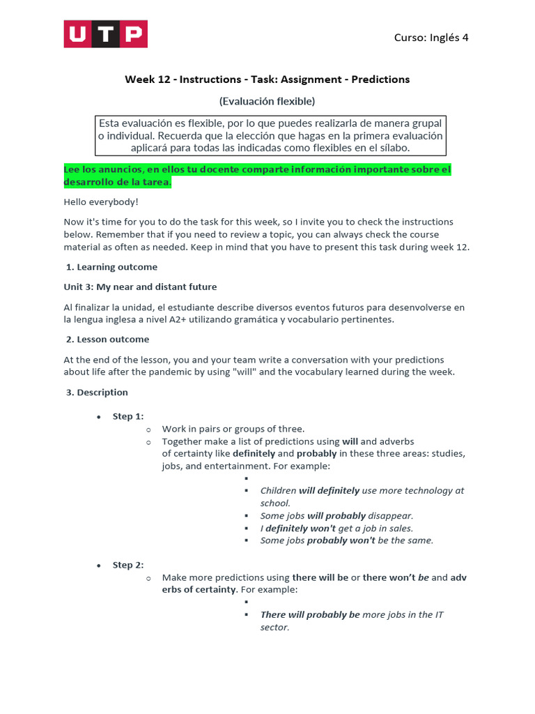 (AC-S12) Week 12 - Task Assignment - Predictions | PDF | Linguistics | Language Mechanics