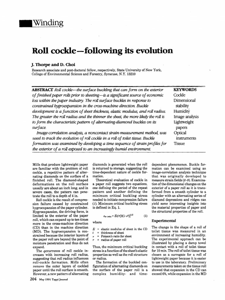 Roll Cockle in Lightweight Paper | PDF | Buckling | Elasticity (Physics)
