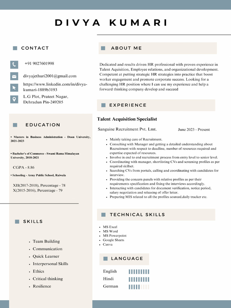 DIVYA Resume.HR | PDF