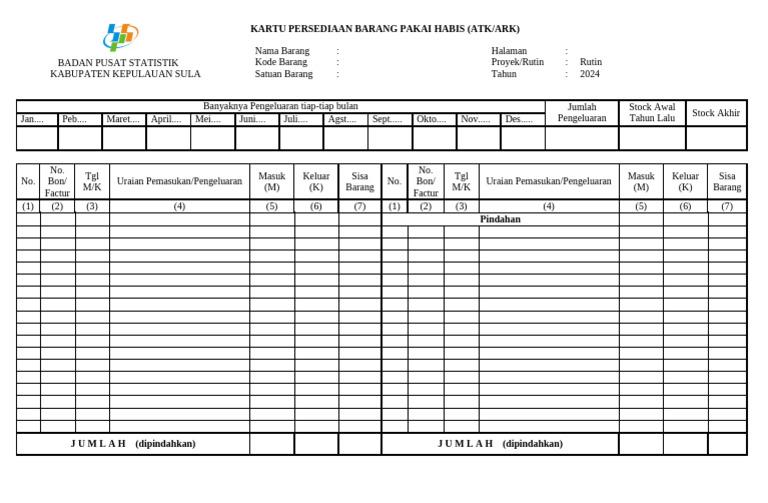 Kartu Persediaan Barang Pakai Habis 2024 | PDF