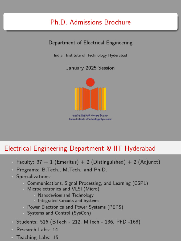 EE Brochure PHD Admission Jan 2025 | PDF | Electrical Engineering ...