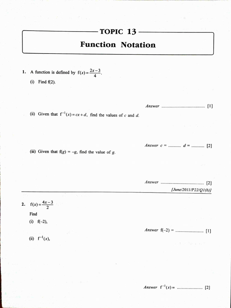 13 Function Notation Pdf