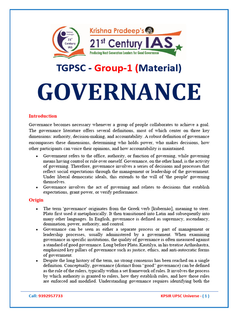 Understanding Governance and Good Governance | PDF | Governance ...