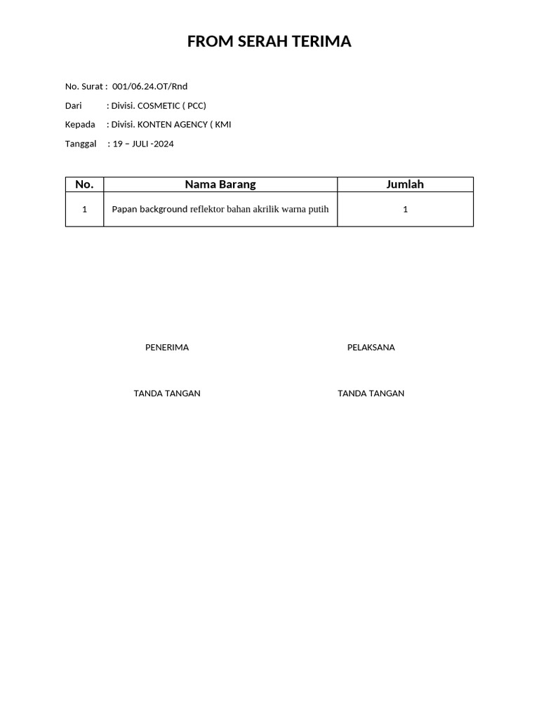 From Serah Terima Internal | PDF