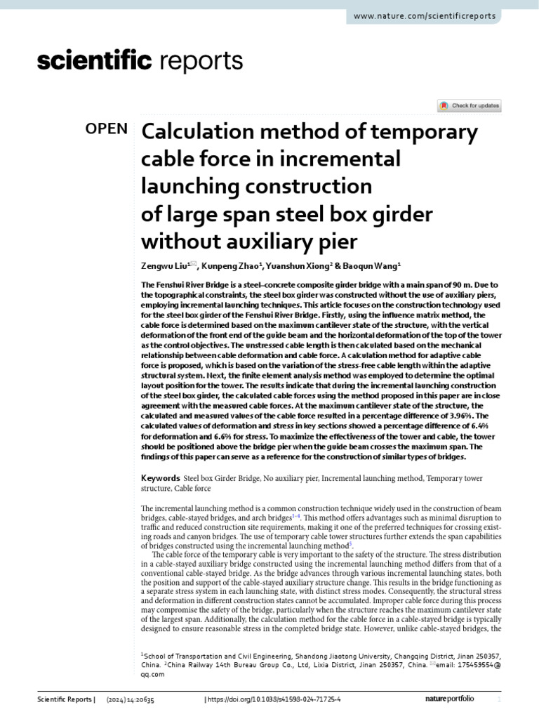 Cable Force Calculation in Bridge Launching | PDF | Beam (Structure ...