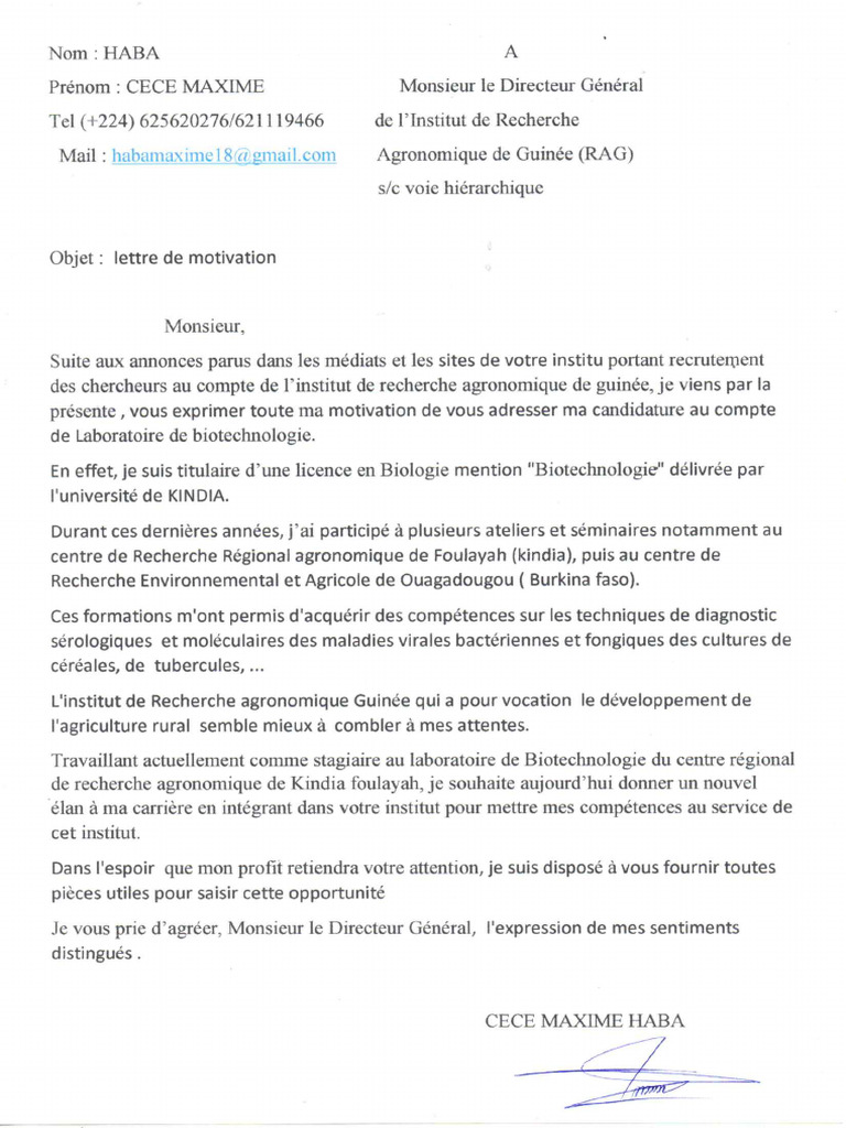 Lettre de Motivation | PDF