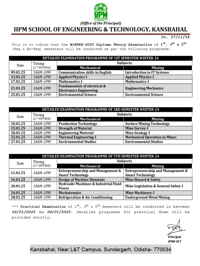 Exam Programme W-24 | PDF | Engineering | Mining