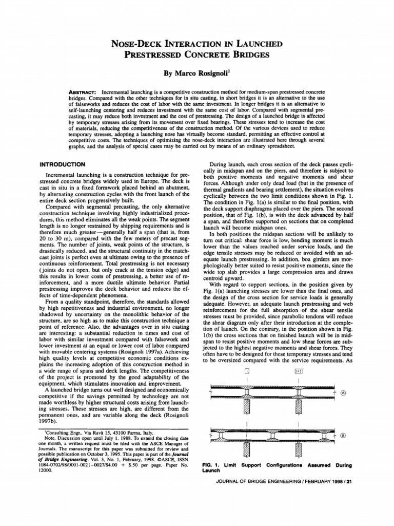 NOSE-DECK INTERACTION IN LAUNCHED Rosignoli1998 | PDF | Bending ...