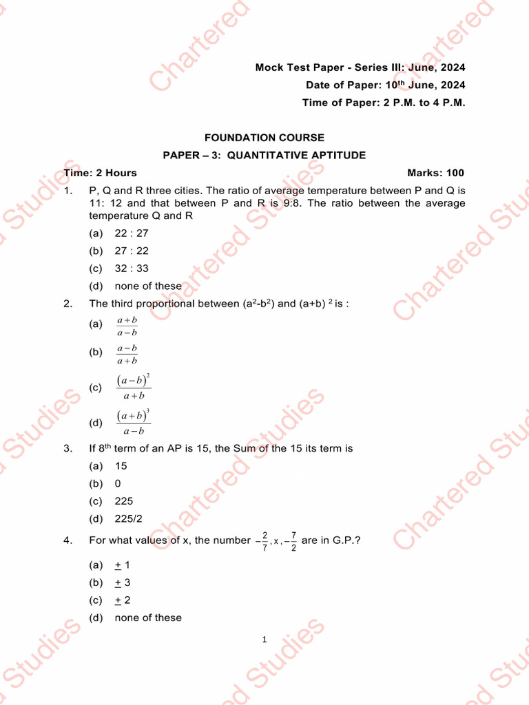 MTP 3 Questionpaper CA Practice | PDF