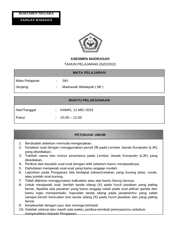 SOAL ASESMEN SKI UMI | PDF