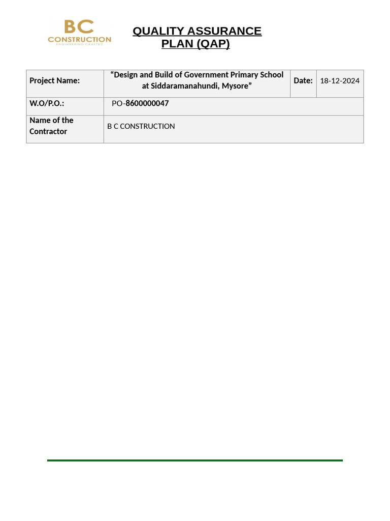 Mysuru School QAP | PDF | Quality Assurance | Occupational Safety And ...