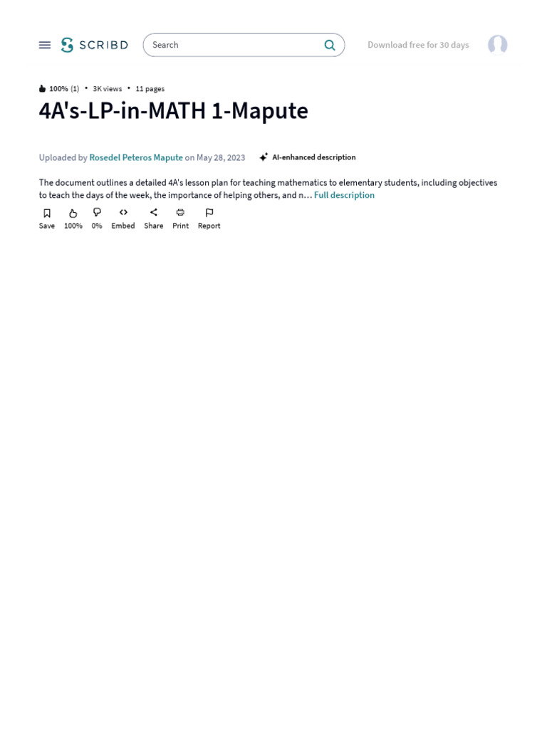 4a's LP in Math 1 Mapute - PDF | PDF