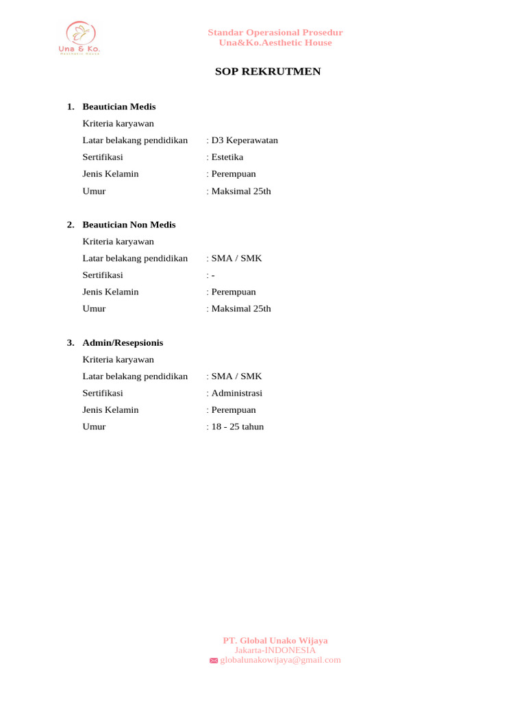 SOP REKRUTMEN | PDF