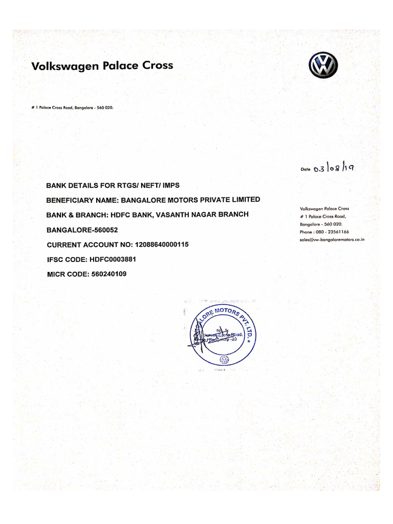 BMPL RTGS DETAILS | PDF