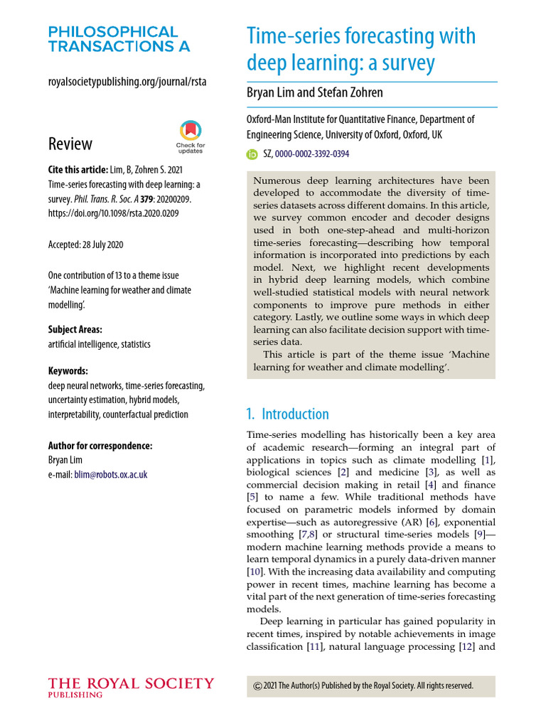 Time-Series Forecasting With Deep Learning - A Survey | PDF | Time Series | Artificial Neural ...