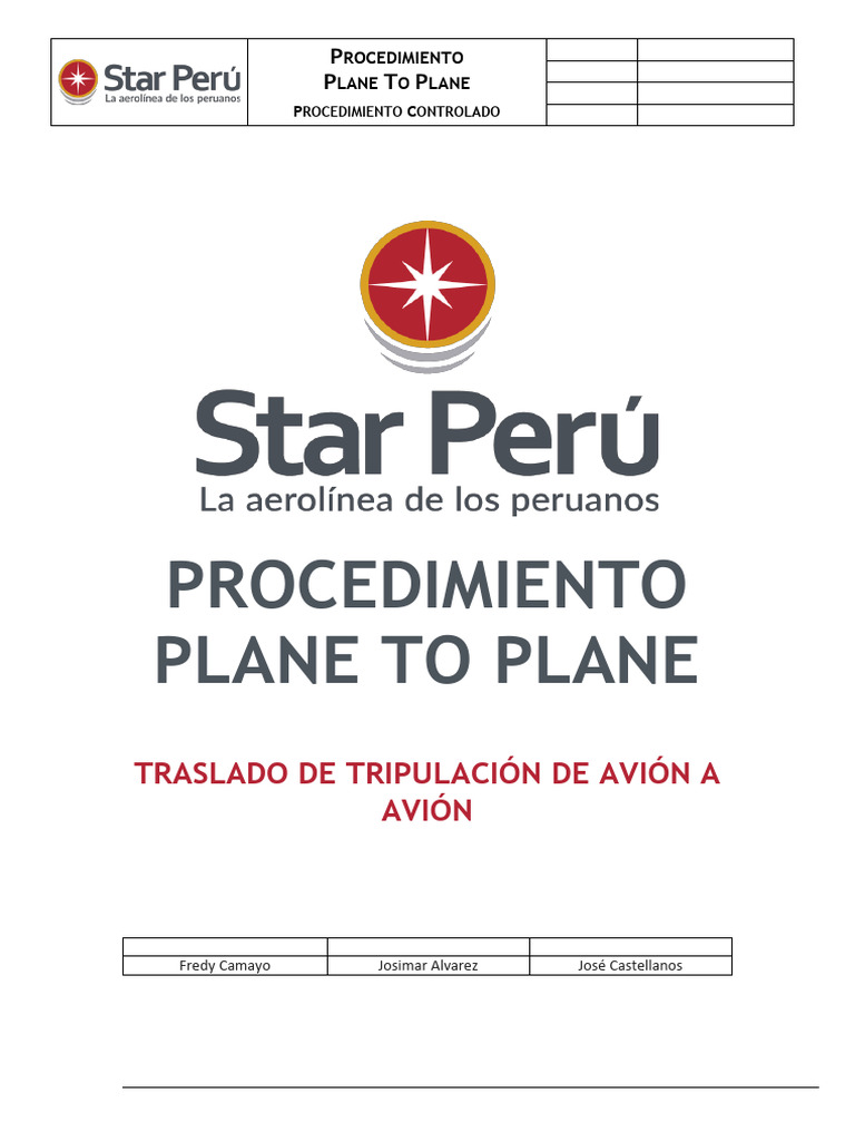 Sru-Pro-Plt-001 - Procedimiento Plane To Plane | PDF | Aeropuerto ...