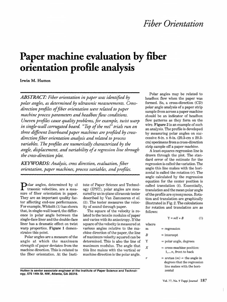 Paper Machine Evaluation by Fiber Orientation Profile Analysis | PDF ...