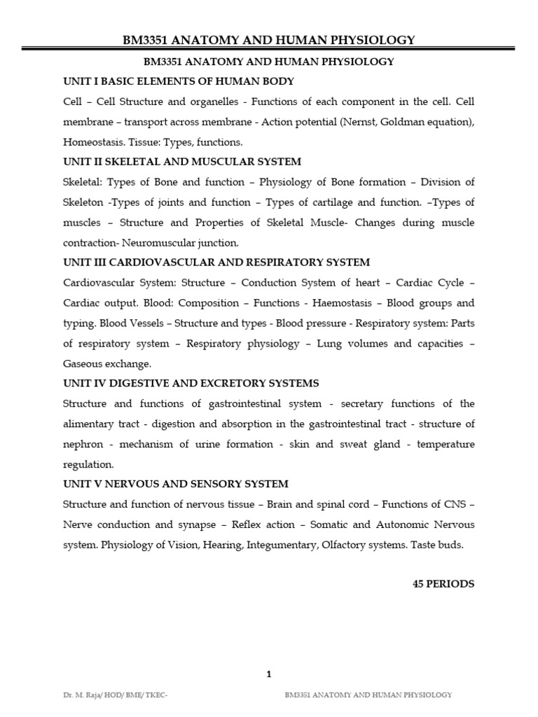 Anatomy and Human Physiology Notes | PDF | Cell (Biology) | Action ...