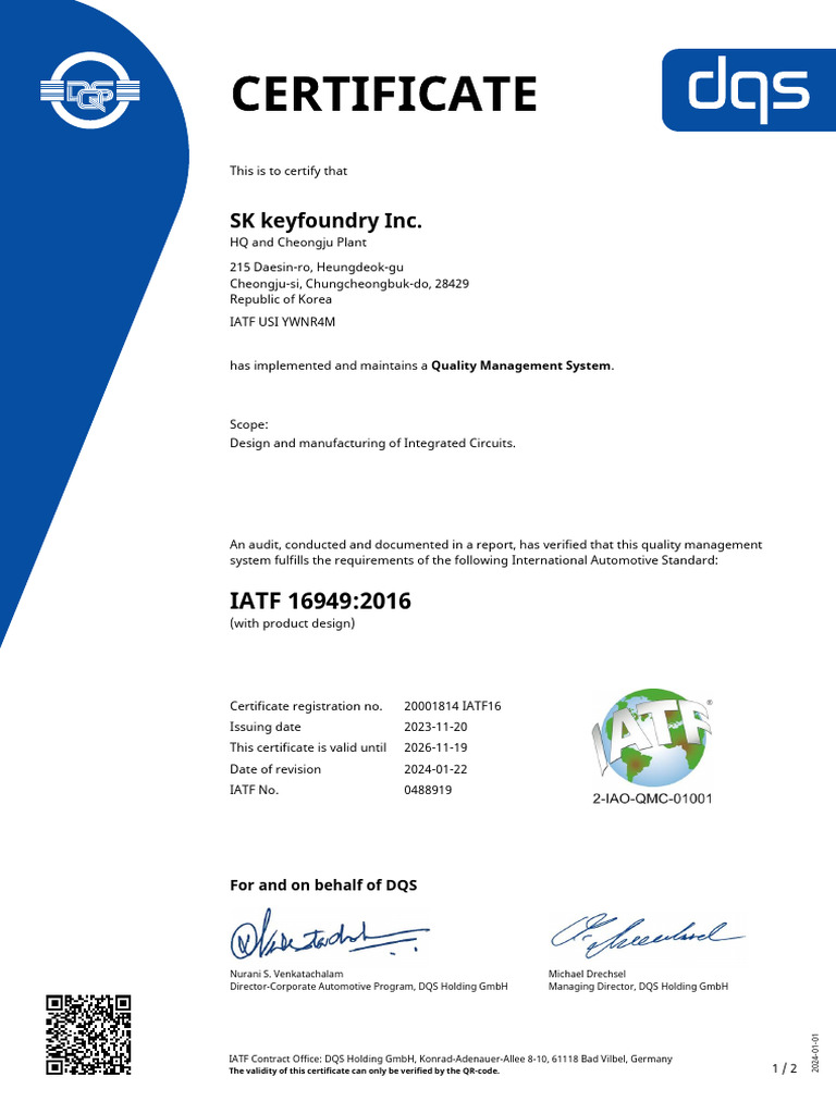 SK keyfoundry IATF 16949:2016 Certification | PDF