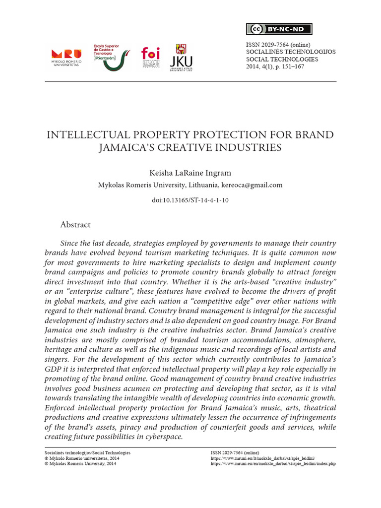 Ipr For Brand-Jamaica's Creative Industries | PDF | Intellectual ...