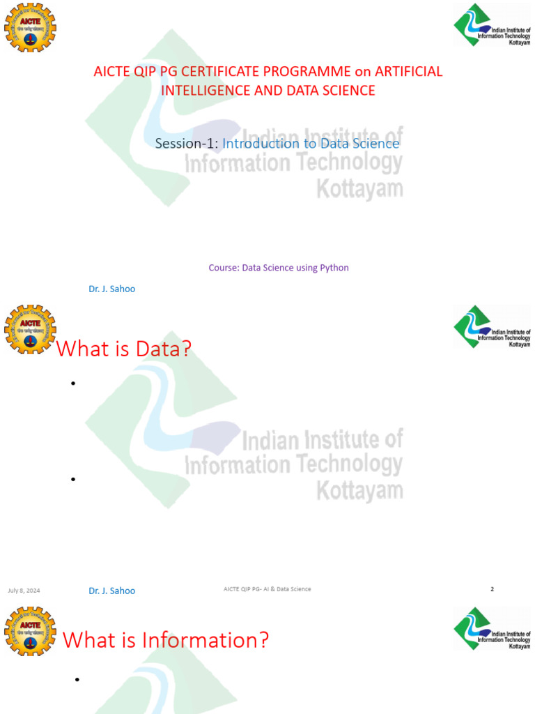 Intr-Data Science by J. Sahoo | PDF | Analytics | Data Science
