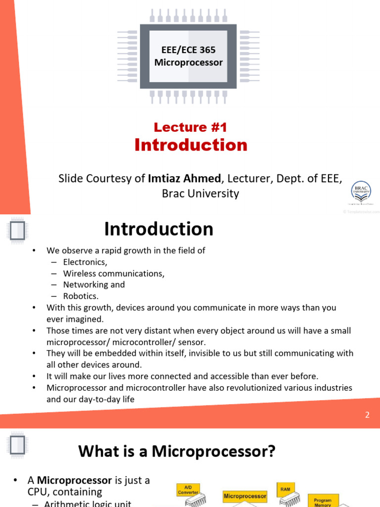Lecture_01_Introduction | PDF | Microcontroller | Central Processing Unit Lecture_01_Introduction | PDF | Microcontroller | Central Processing Unit