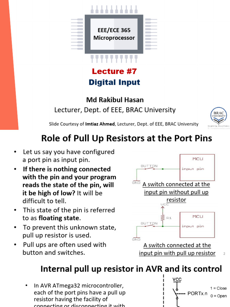 Lecture 07 Digital Input | PDF | Computer Keyboard | Microcontroller