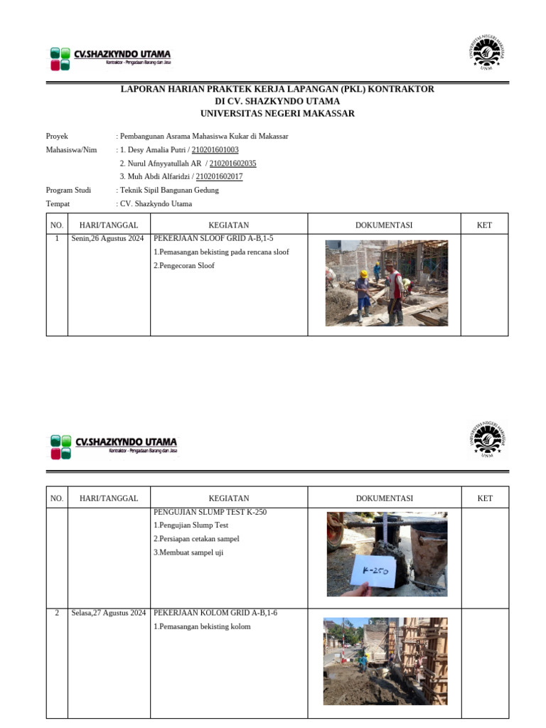 Laporan Dokumentasi Bulan Ke-2 Praktek Kerja Lapangan | PDF