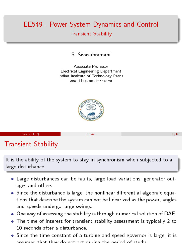 Transient Stability | PDF | Stability Theory | Nonlinear System Transient Stability | PDF | Stability Theory | Nonlinear System