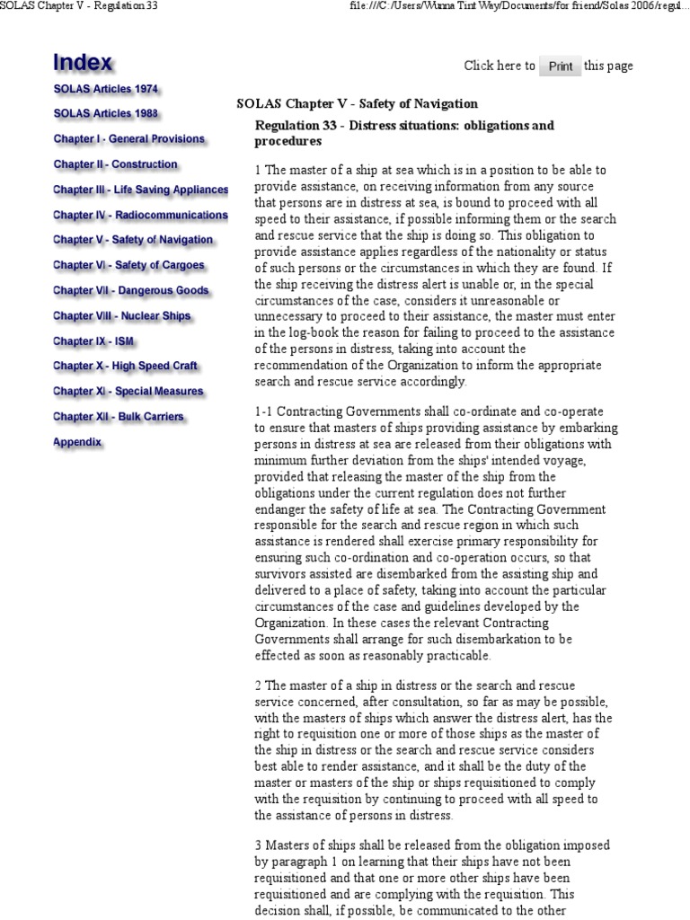 SOLAS Chapter V - Regulation 33 | PDF | Search And Rescue | Eminent Domain
