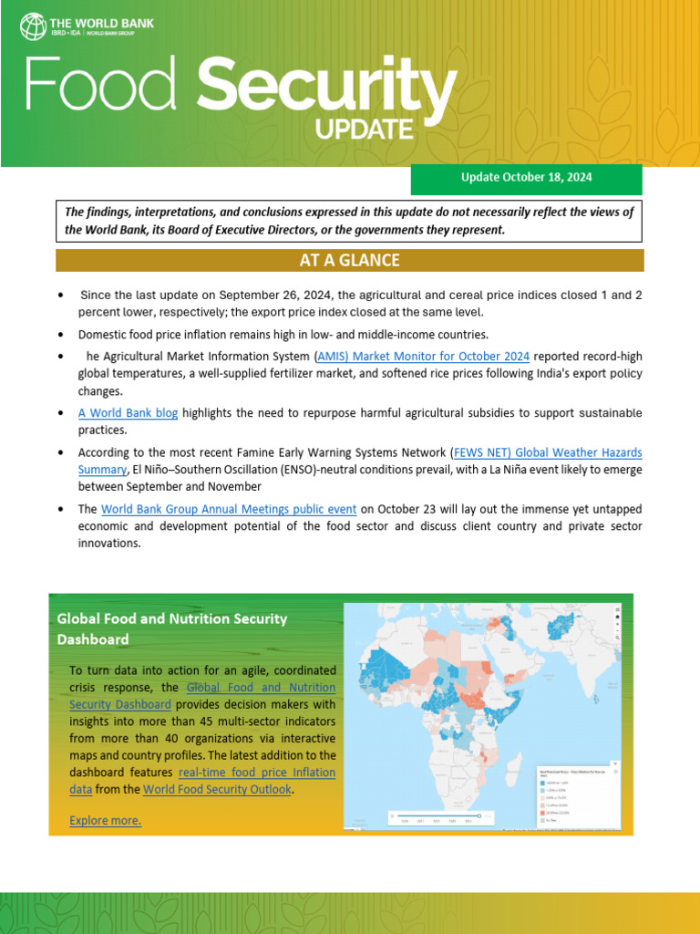 Food Security Update CIX October 18 2024 | PDF | Cost Of Living ...