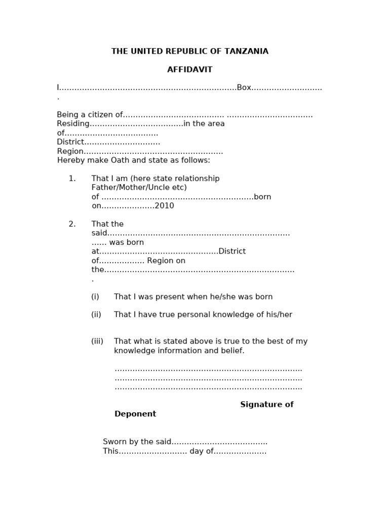Affidavit of Citizenship Sample | PDF