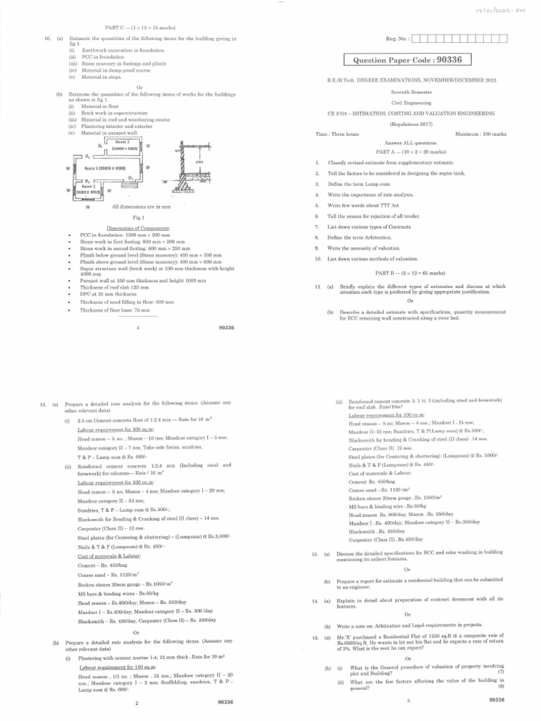 Estimation Costing and Valuation Engineering - CE8701 2017 Regulation ...