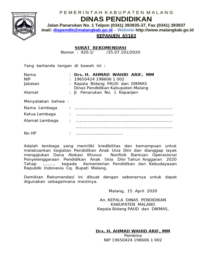 Proposal Pengajuan Dak Bop Paud 2020 | PDF