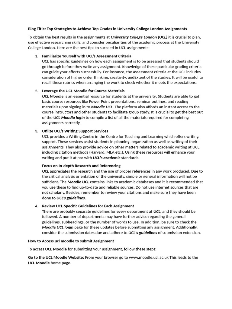Top Strategies to Achieve Top Grades in University College London ...