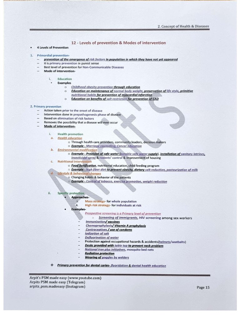 12 - Levels of Prevention & Modes of Intervention | PDF