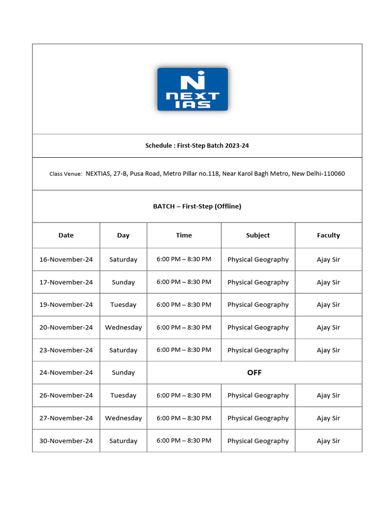 Schedule First Step (1) | PDF
