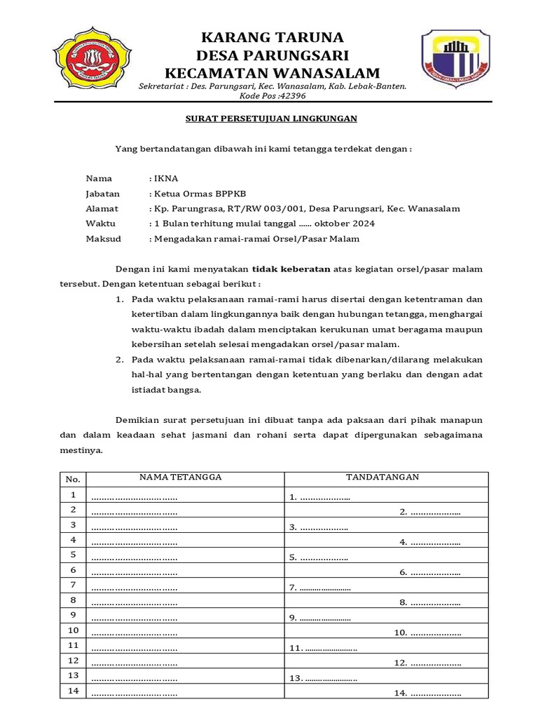 Surat-Persetujuan-Lingkungan Parungsari | PDF