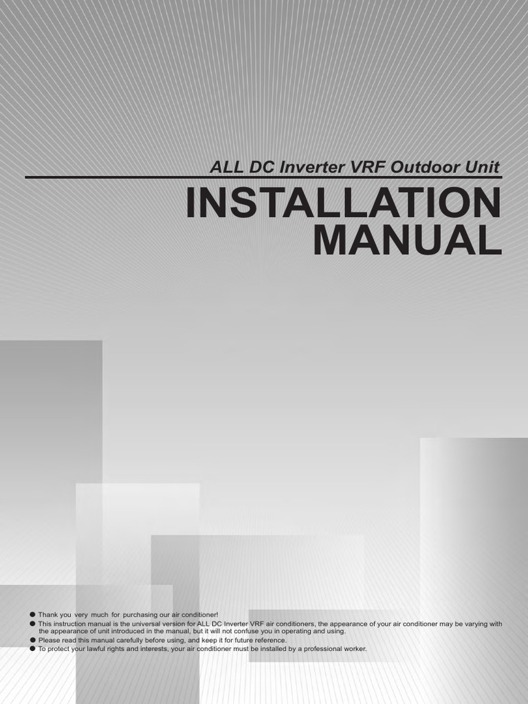 Manual Instalare-UE Hyundai VRF (HECO180P8VP) | PDF | Pipe (Fluid Conveyance) | Concrete