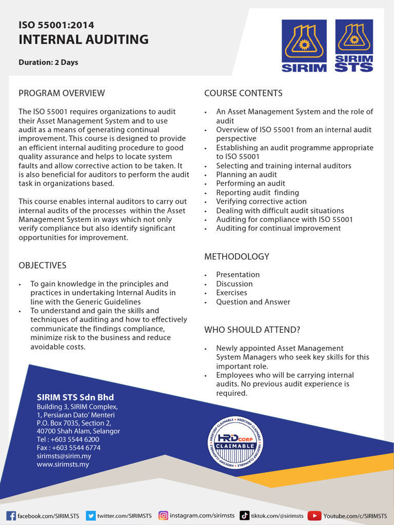 Iso 55001 Internal Auditor Pdf Audit Internal Audit