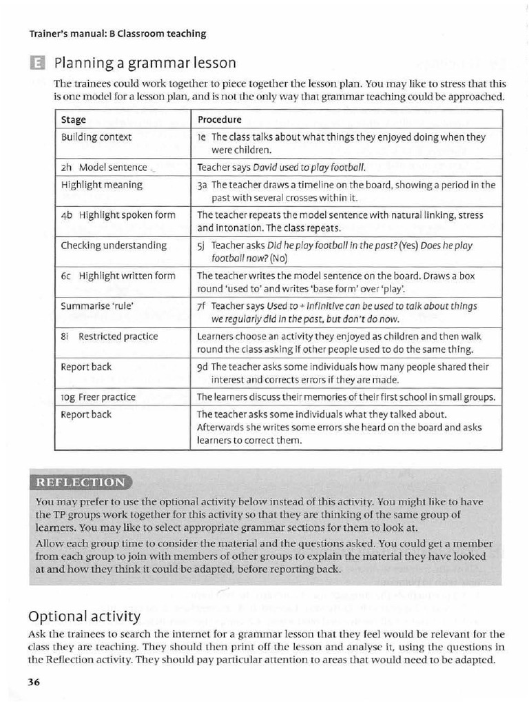 Planning a Grammar Lesson Key | PDF