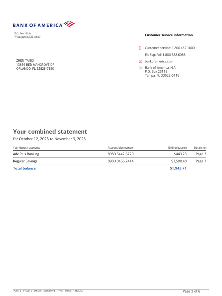 November Statement | PDF | Overdraft | Banks