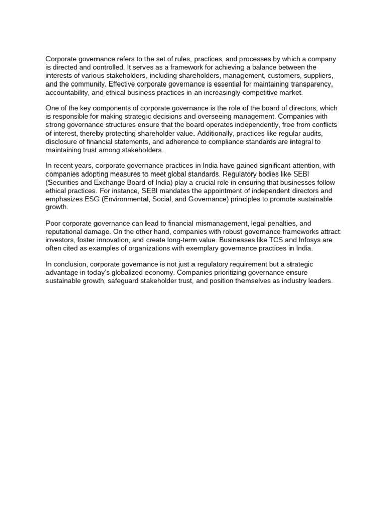 Corporate Governance: Key Practices & Importance | PDF
