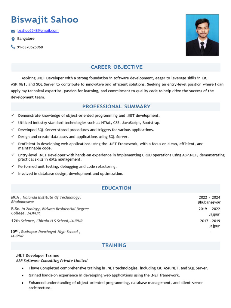 BiswajitResUpdate | PDF | Microsoft Sql Server | Sql
