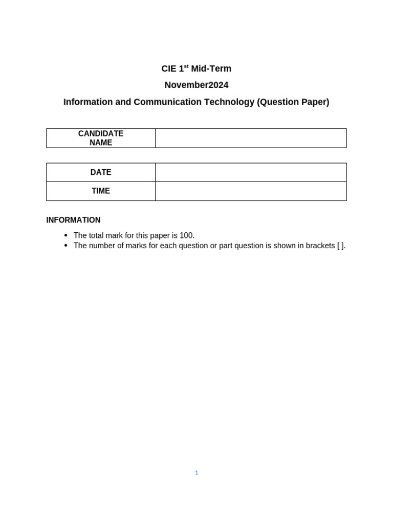 Mid Term_ICT_Question | PDF | Computer Data Storage | Paragraph