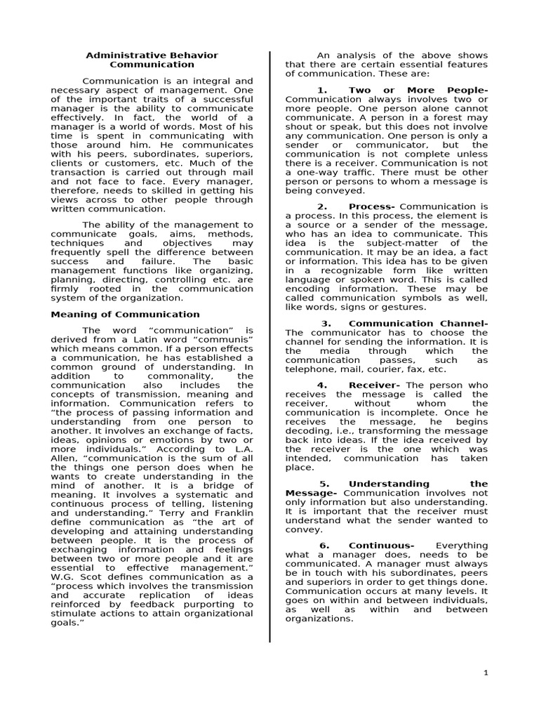 4-Administrative Behavior Communication | PDF | Communication | Information