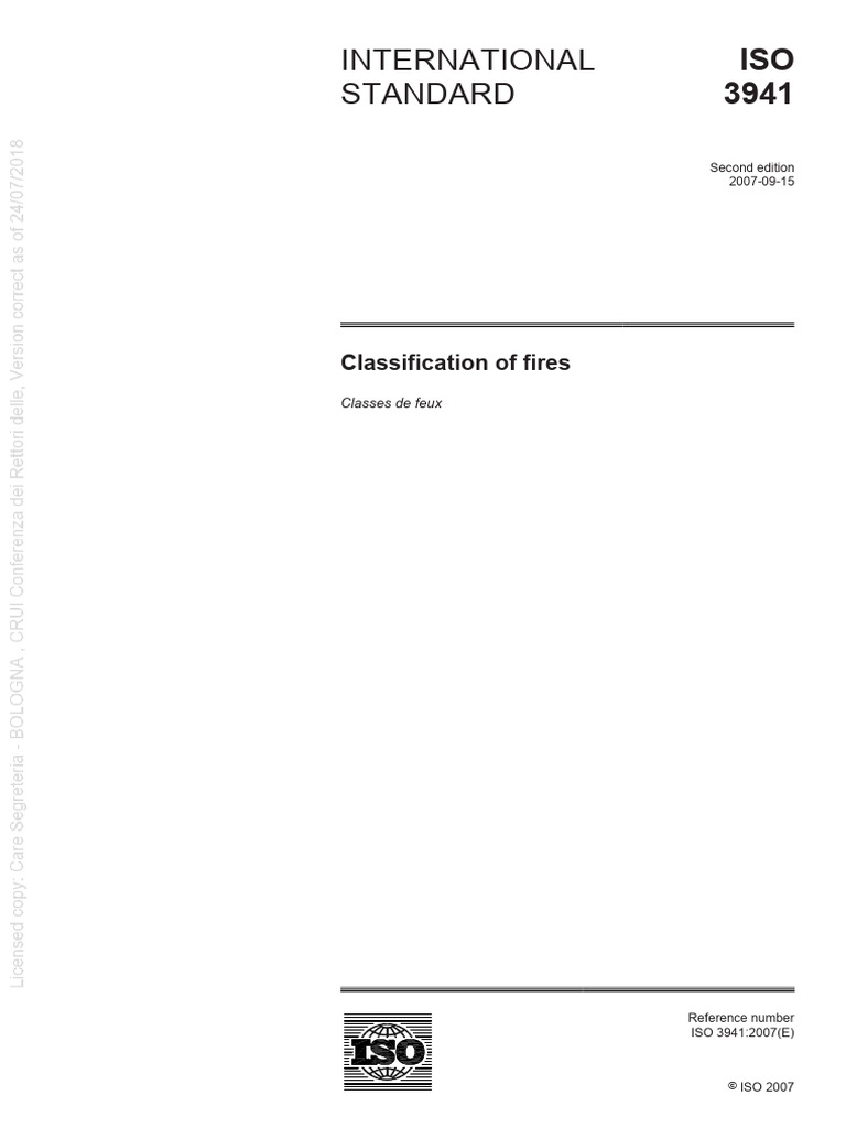 ISO 3941-2007 - (Classification of Fires) | PDF | International Organization For Standardization